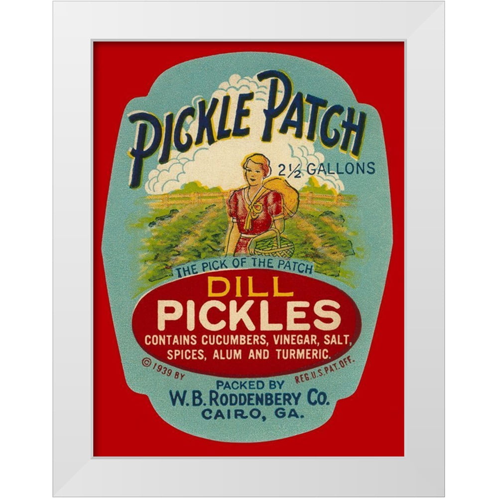 Retrolabel 12x14 White Modern Wood Framed Museum Art Print Titled - Pickle Patch Dill Pickles ...