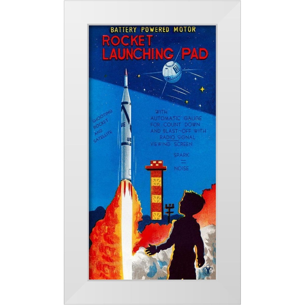 Retrorocket 14x24 White Modern Wood Framed Museum Art Print Titled - Rocket Launching Pad ...