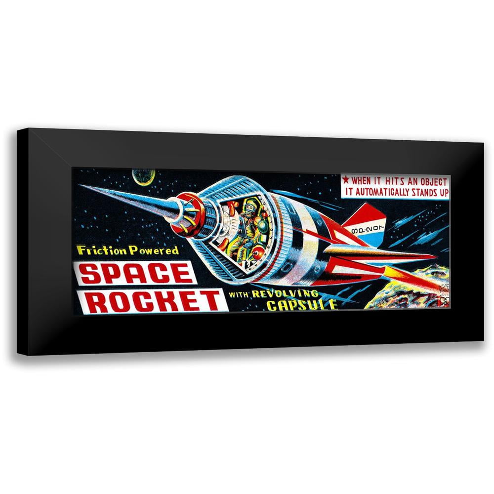 Retrorocket 14x8 Black Modern Framed Museum Art Print Titled - Space Rocket with Revolving ...