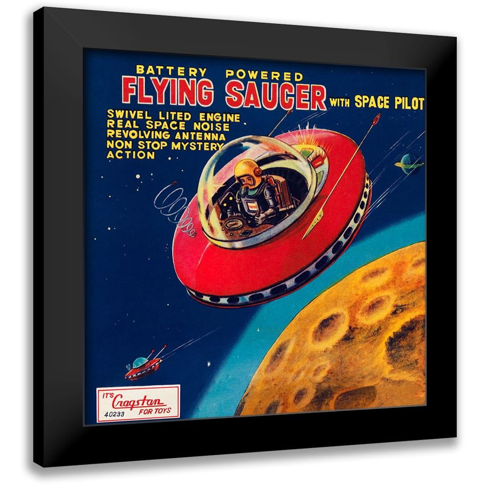 Retrorocket 20x20 Black Modern Framed Museum Art Print Titled - Battery Operated Flying Saucer ...