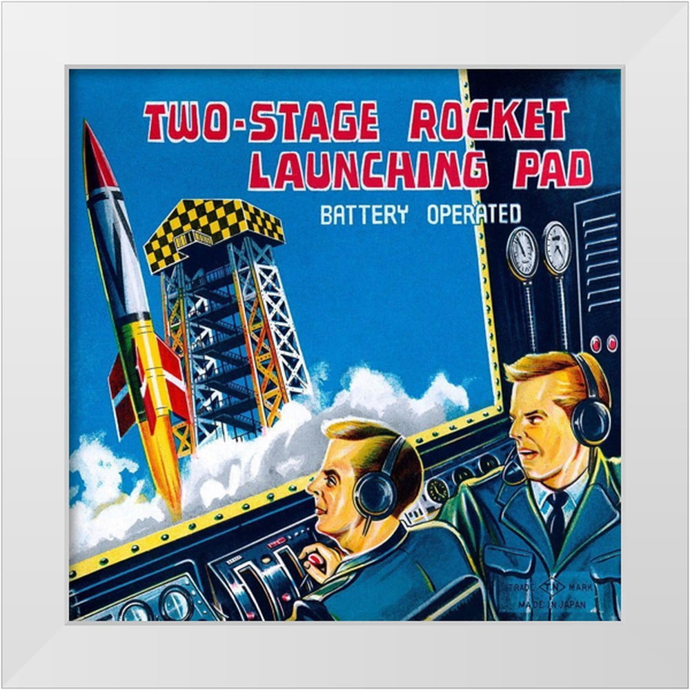 Retrorocket 20x20 White Modern Wood Framed Museum Art Print Titled - Two-Stage Rocket Launching ...