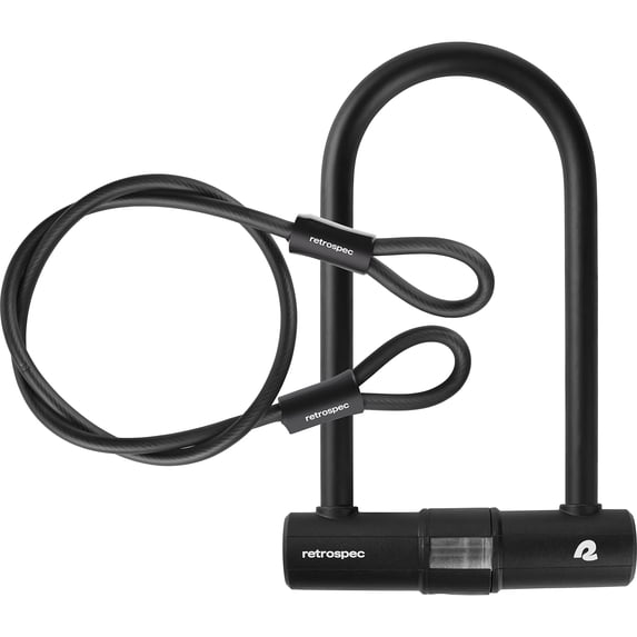 Retrospec Lookout U-Lock Bike Lock with 4Ft Security Cable, Heavy Duty ...