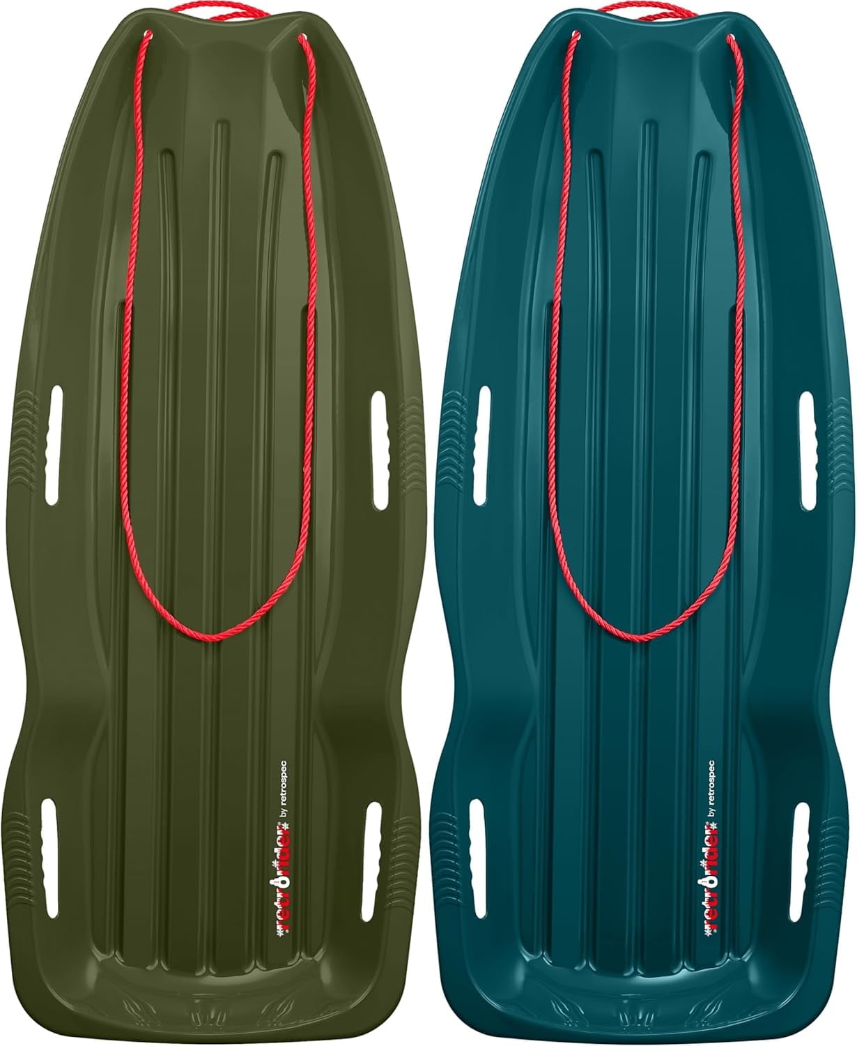 Retrospec Retrorider Plastic Snow Sled – Toboggan Style with Pull Rope ...