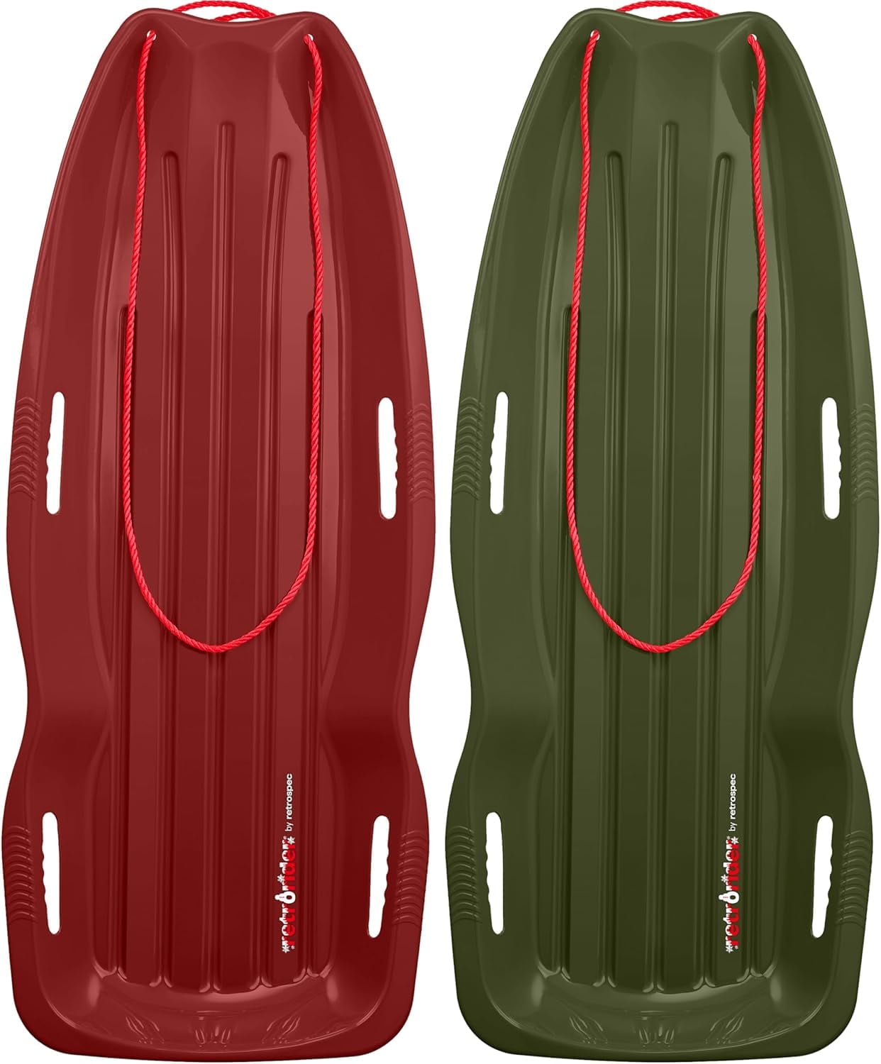 Retrospec Retrorider Plastic Snow Sled – Toboggan Style with Pull Rope ...