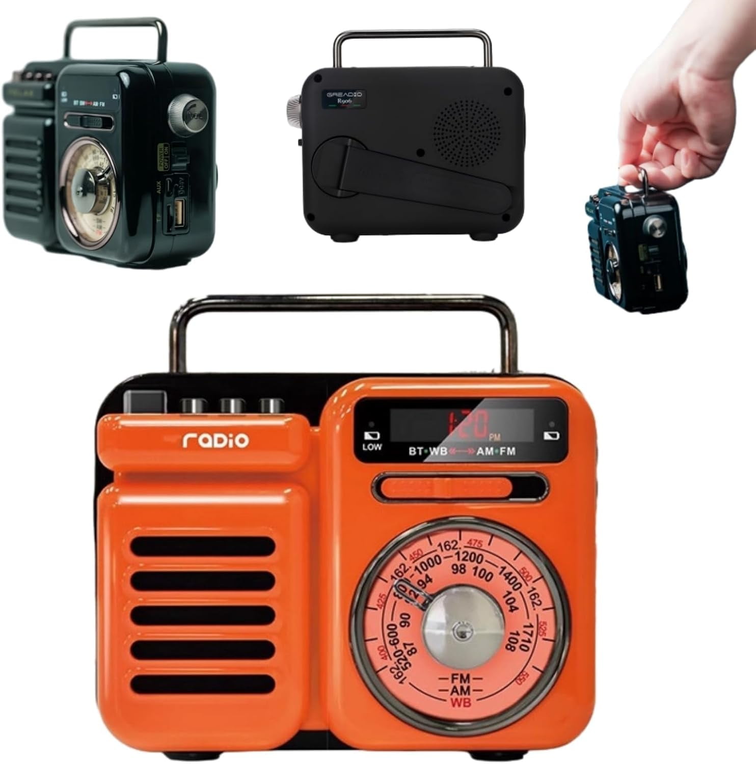 Retrowave 7-in-1 Radio, Portable Am Fm Radio Bluetooth Rechargeable ...