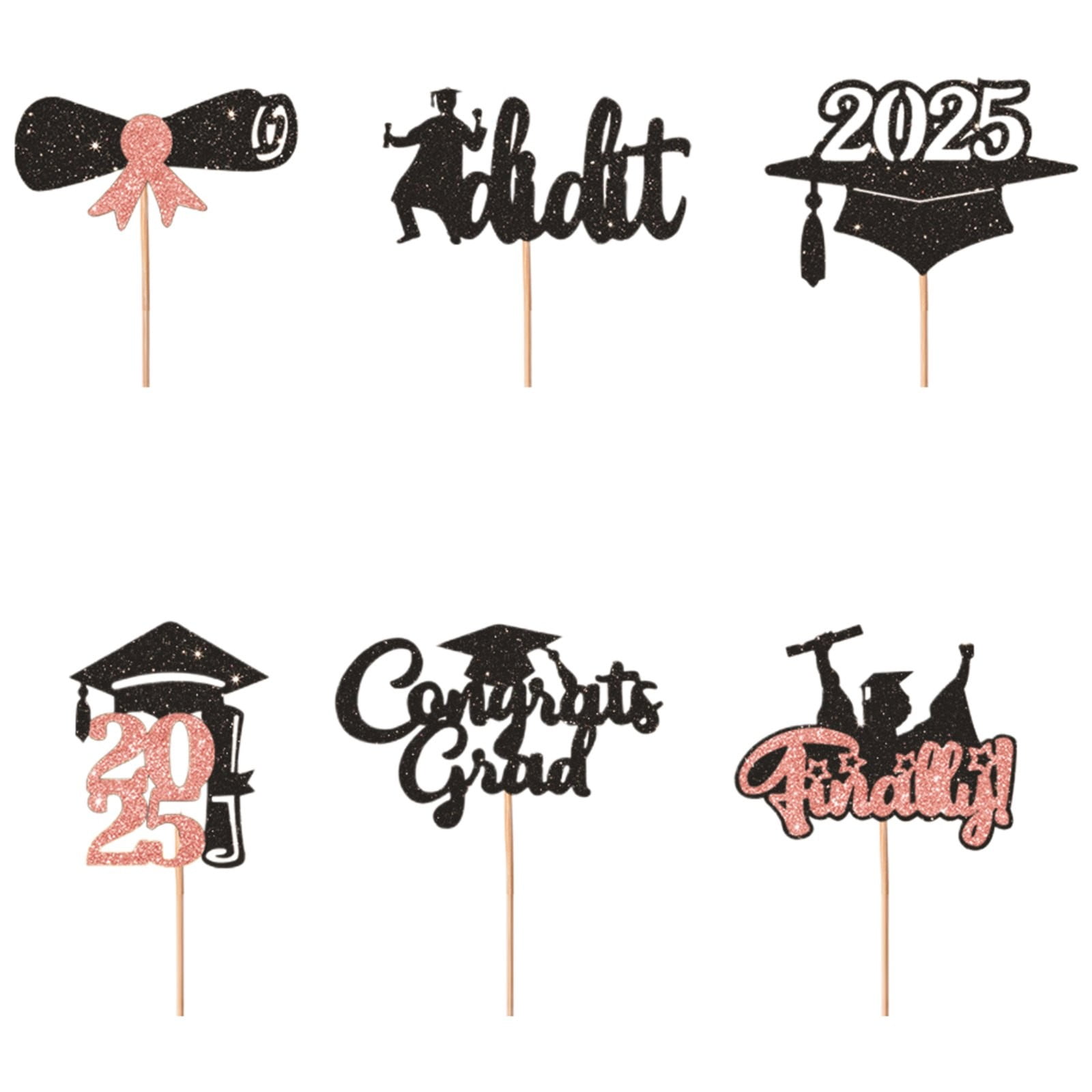 Return Pallets! 2025 Graduation Diploma Cupcake Toppers - 12 Glittering ...