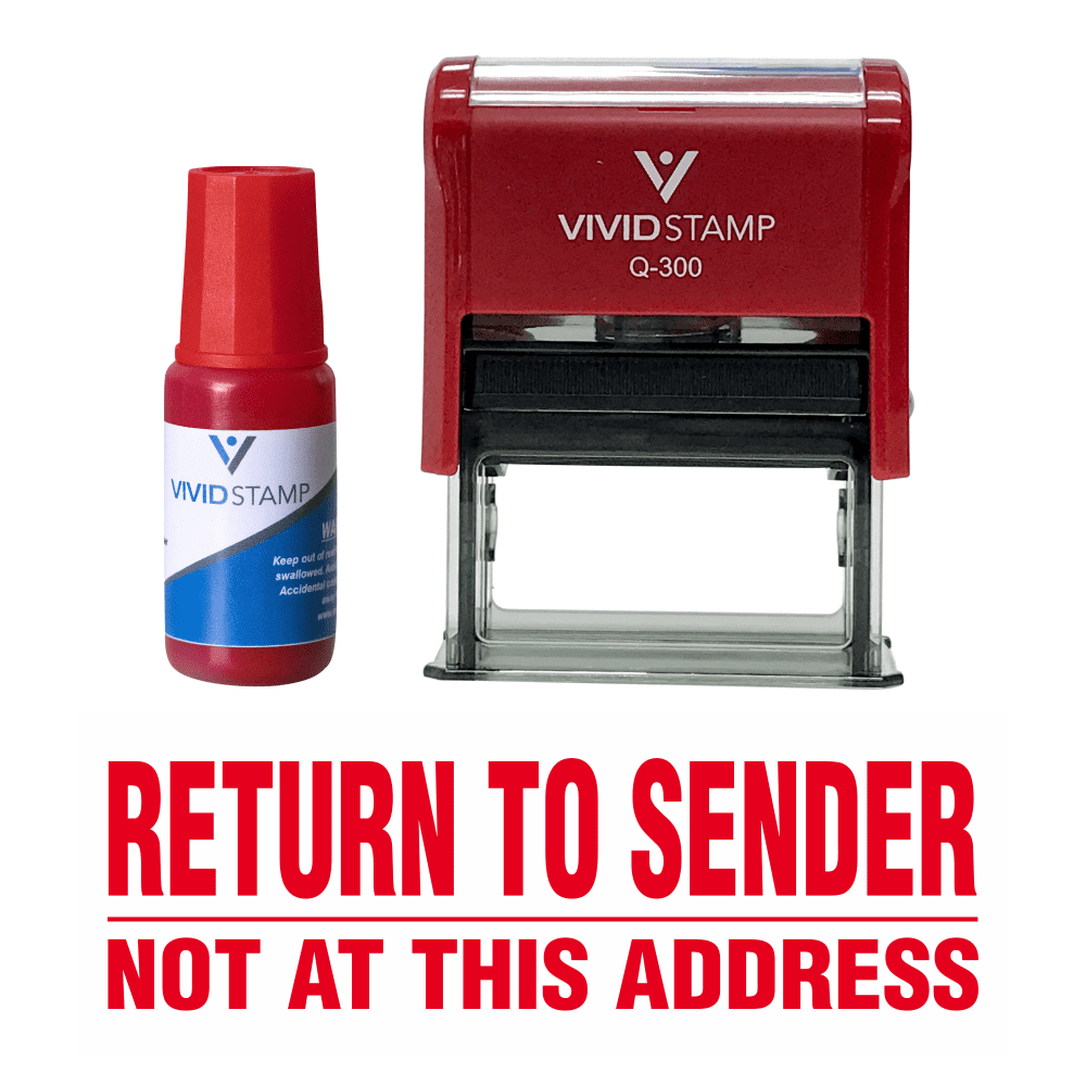 Large 'Return To Sender Not At This Address' Self-Inking Rubber Stamp ...