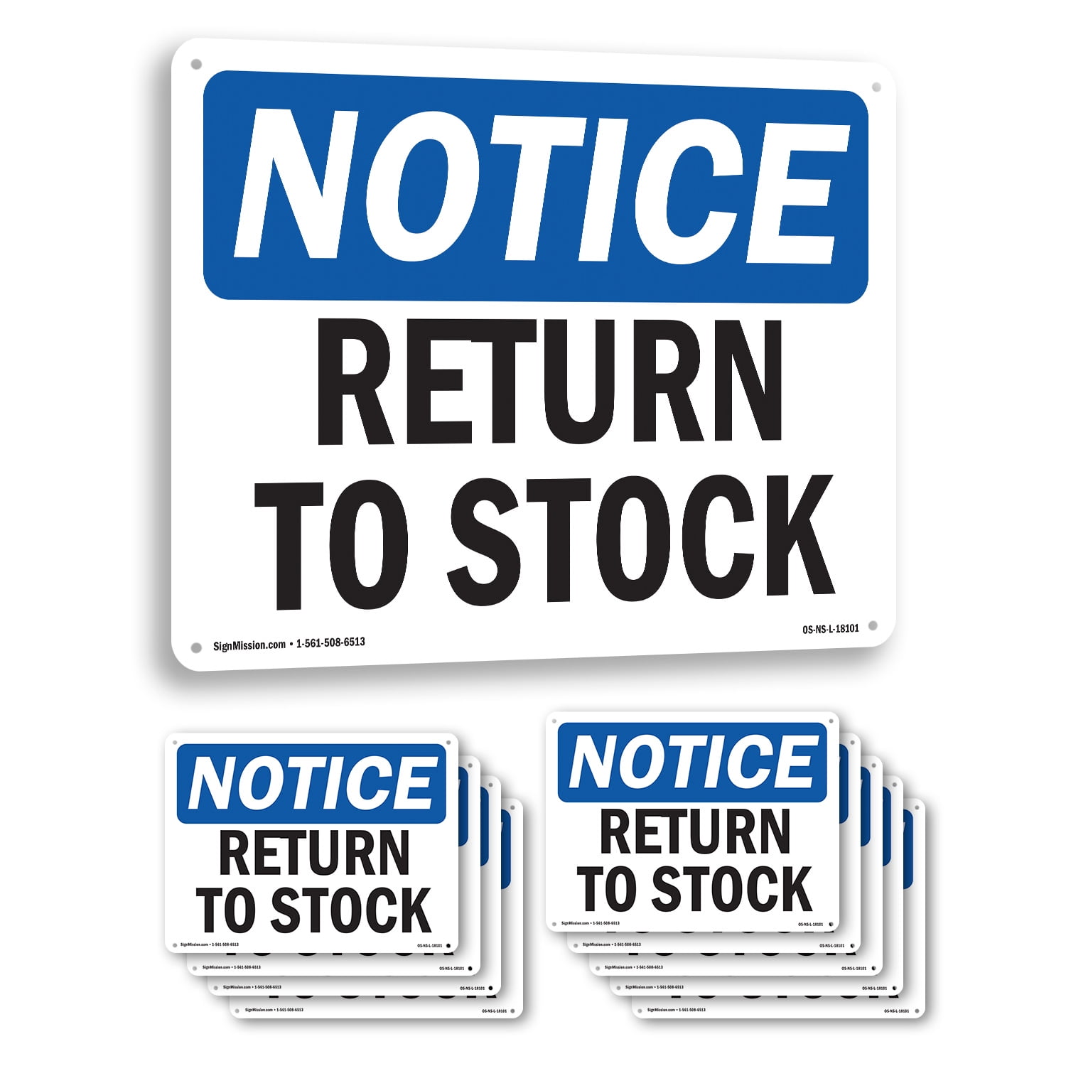 Return To Stock OSHA Notice Rigid Plastic Sign 24 Inch x 18 Inch - 10 ...