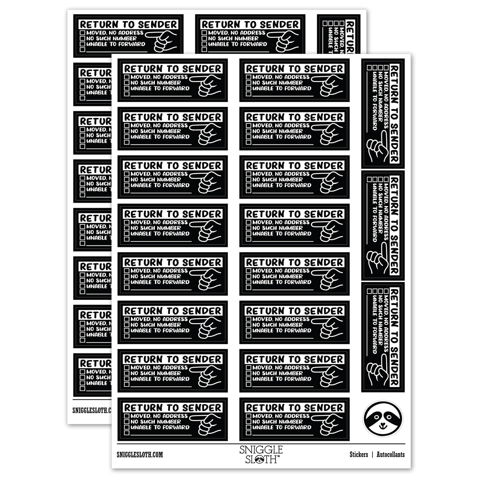 Return to Sender Fill-in Letter Mail Sticker Set - Black - Matte Finish ...