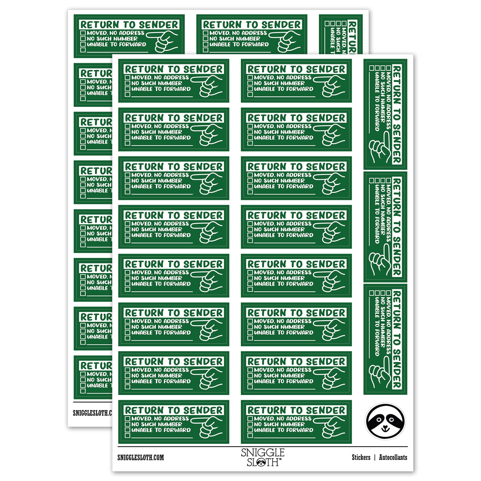 Return to Sender Fill-in Letter Mail Sticker Set - Dark Green - Gloss ...