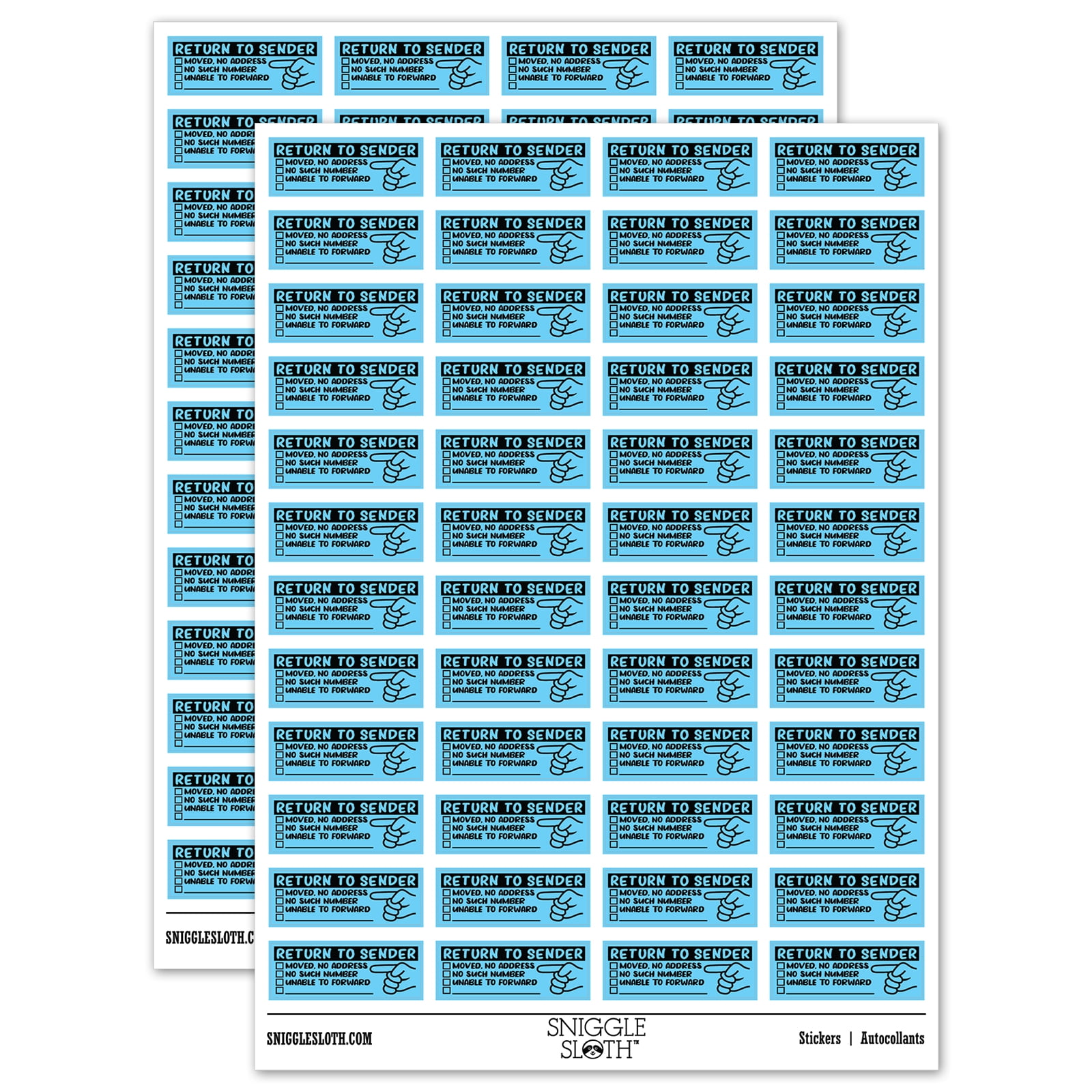 Return to Sender Fill-in Letter Mail Sticker Set - Light Blue - Gloss ...