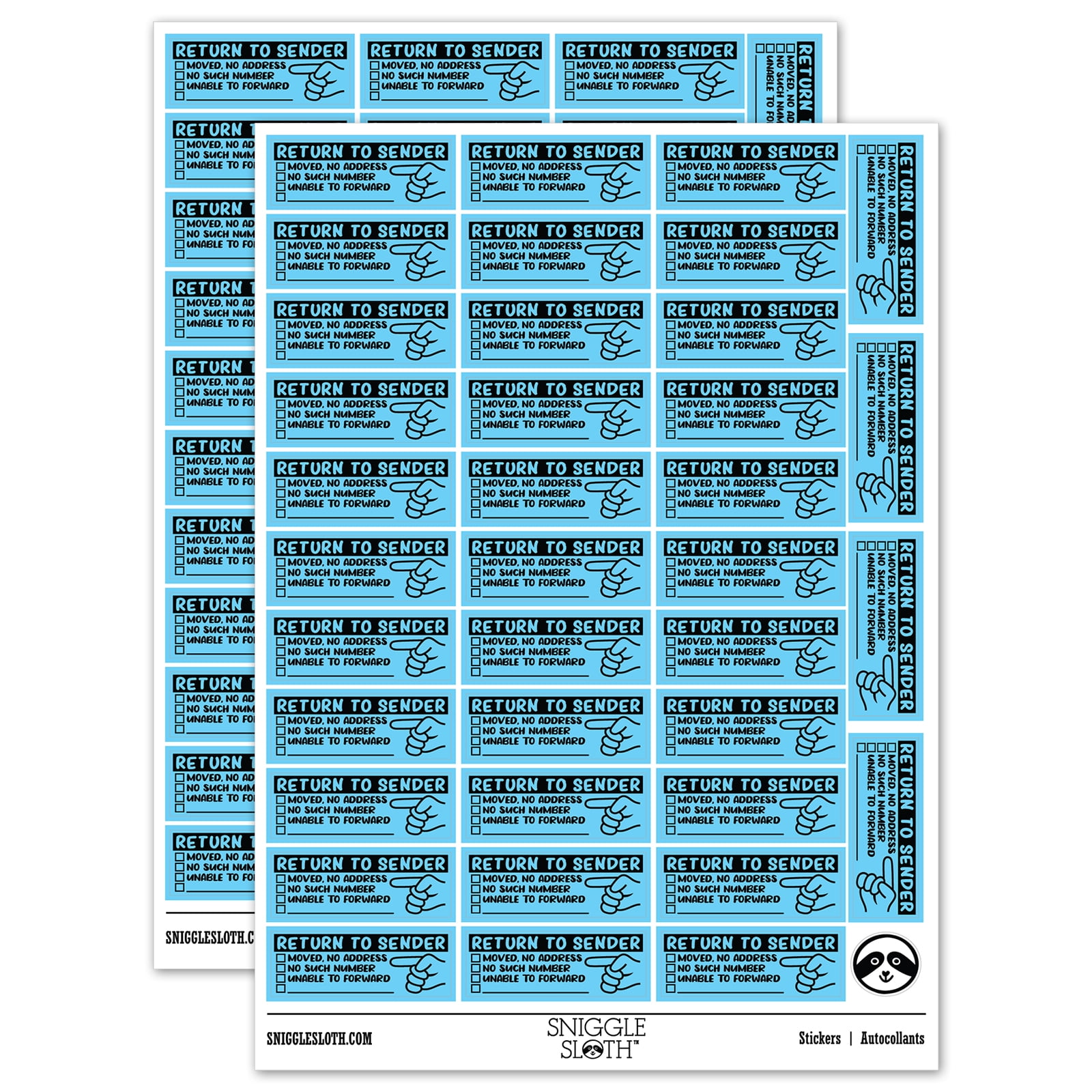 Return to Sender Fill-in Letter Mail Sticker Set - Light Blue - Gloss ...