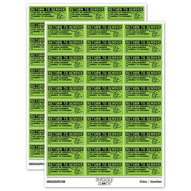Return to Sender Fill-in Letter Mail Sticker Set - Light Green - Matte ...