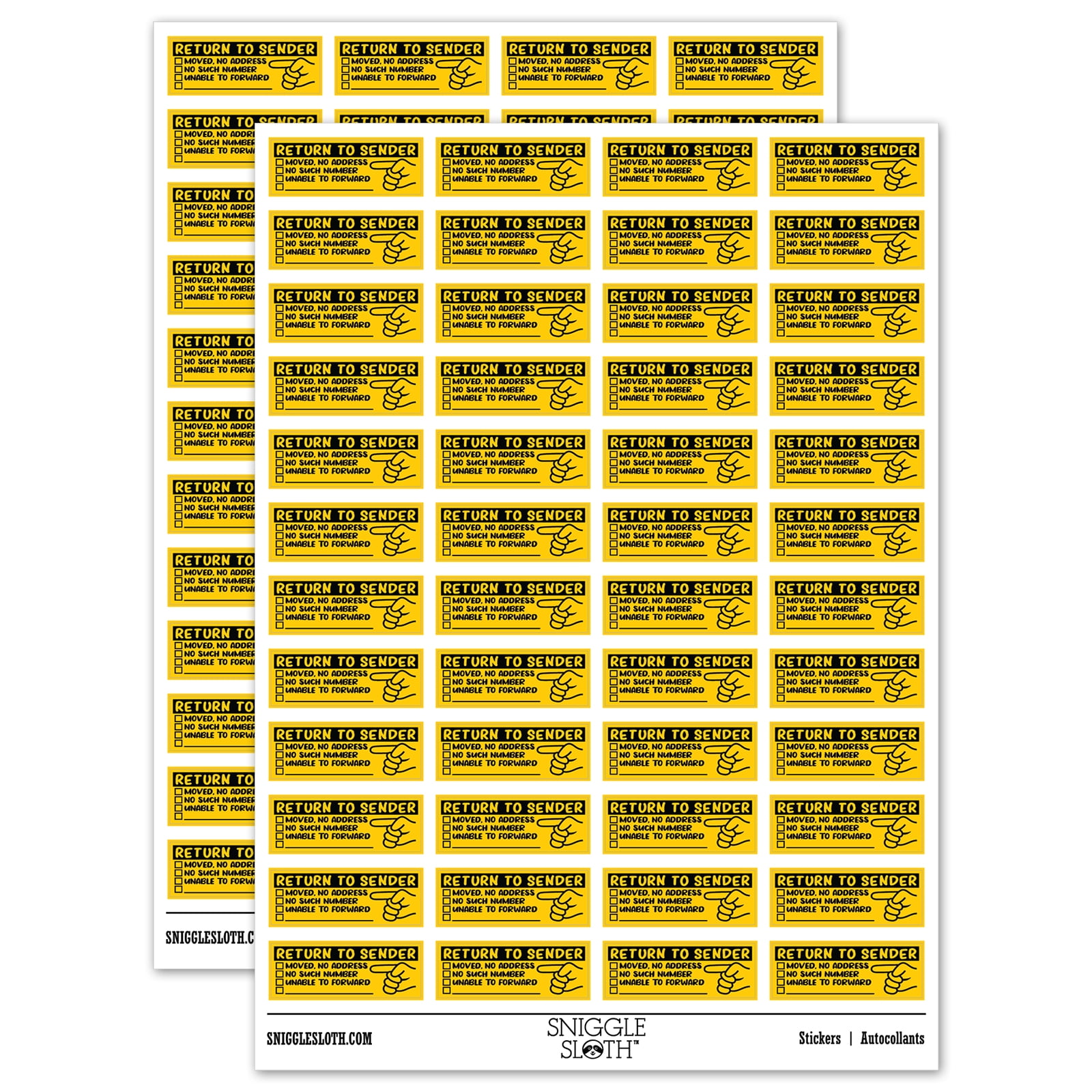 Return to Sender Fill-in Letter Mail Sticker Set - Yellow - Gloss ...