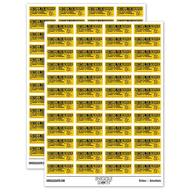 Return to Sender Fill-in Letter Mail Sticker Set - Yellow - Gloss ...