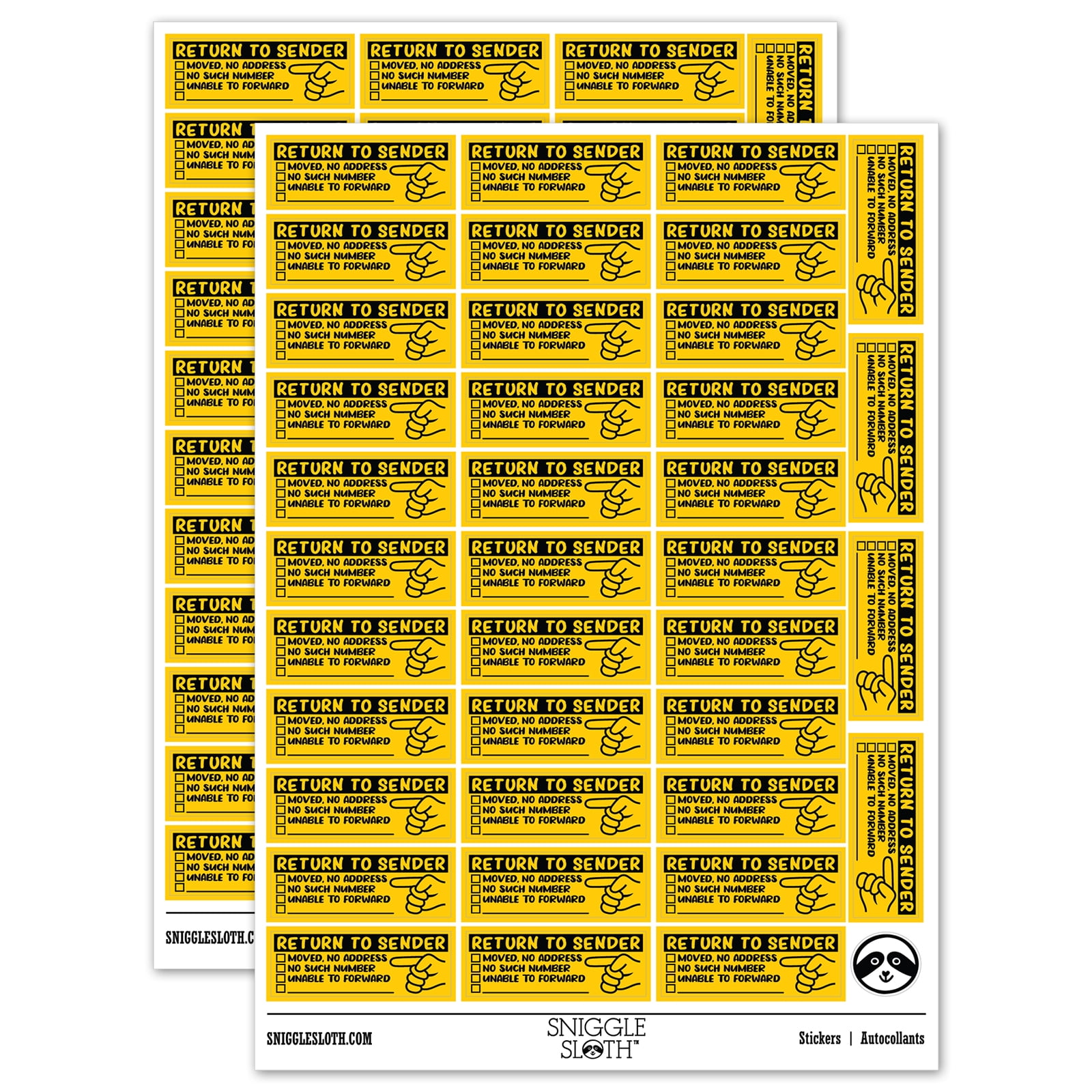 Return to Sender Fill-in Letter Mail Sticker Set - Yellow - Gloss ...