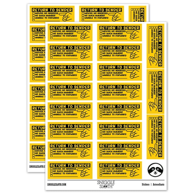Return to Sender Fill-in Letter Mail Sticker Set - Yellow - Gloss ...
