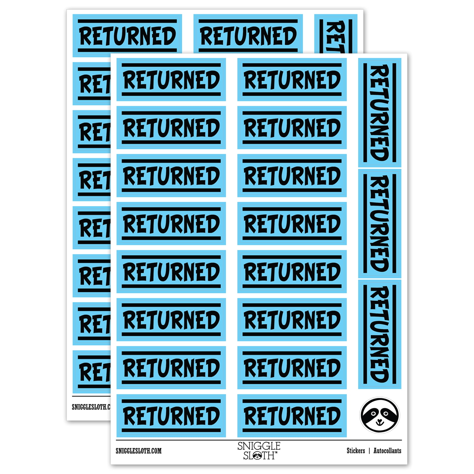 Returned Border Top Bottom Sticker Set - Light Blue - Gloss Finish - 2. ...