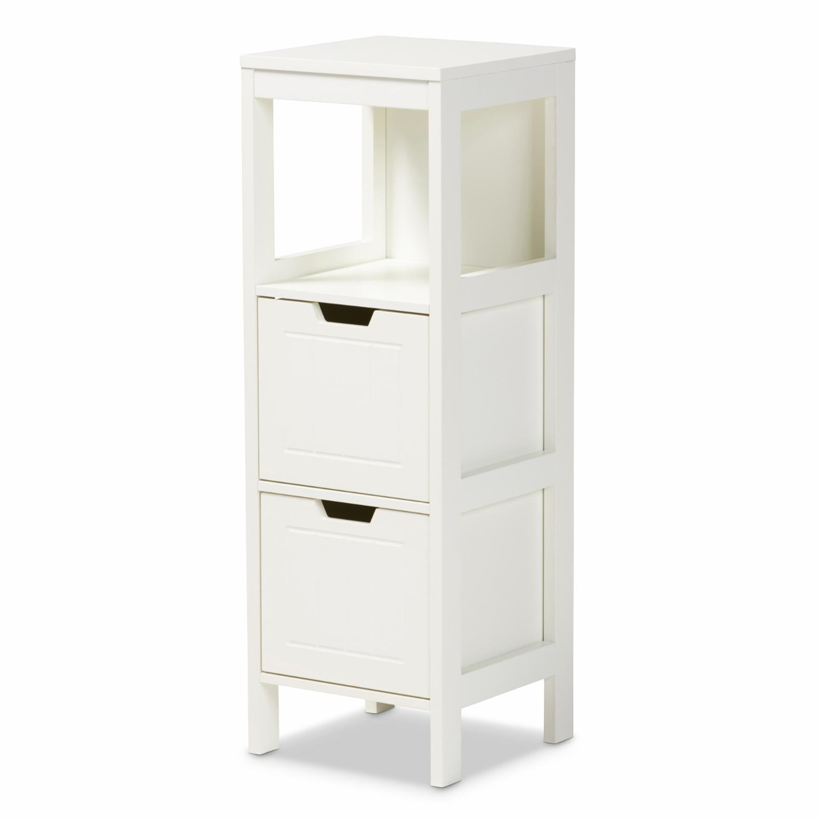 Reuben Cottage and Farmhouse White Finished 2-Drawer Wood Storage ...