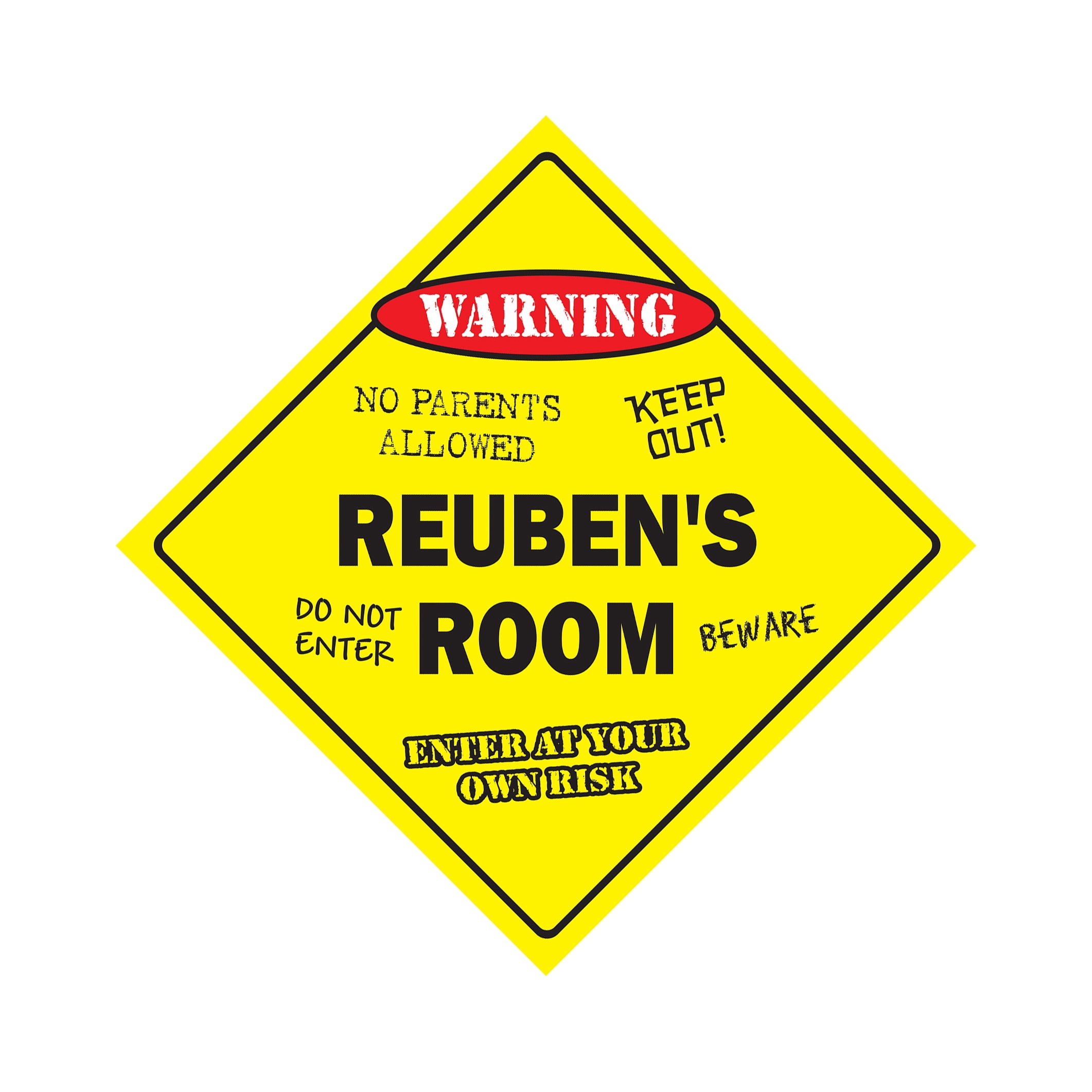 Reuben's Room Sign Crossing Zone Xing | Indoor/Outdoor | 12" Tall kids ...