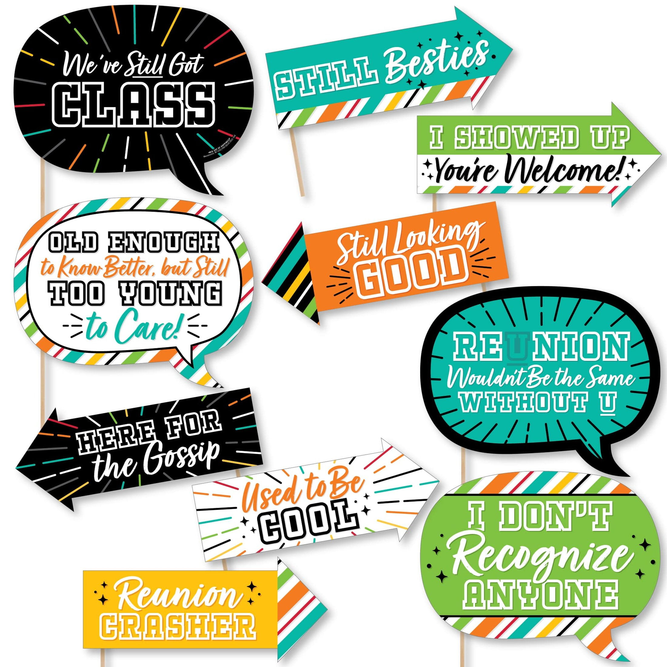 Reunion Fun Photo Booth Props Kit for High School Gatherings - 10 ...