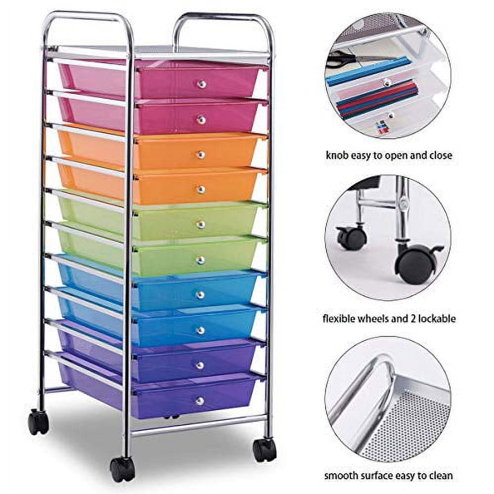 ReunionG 10-Drawer Storage Cart, Rolling Drawer Trolley, Mobile ...