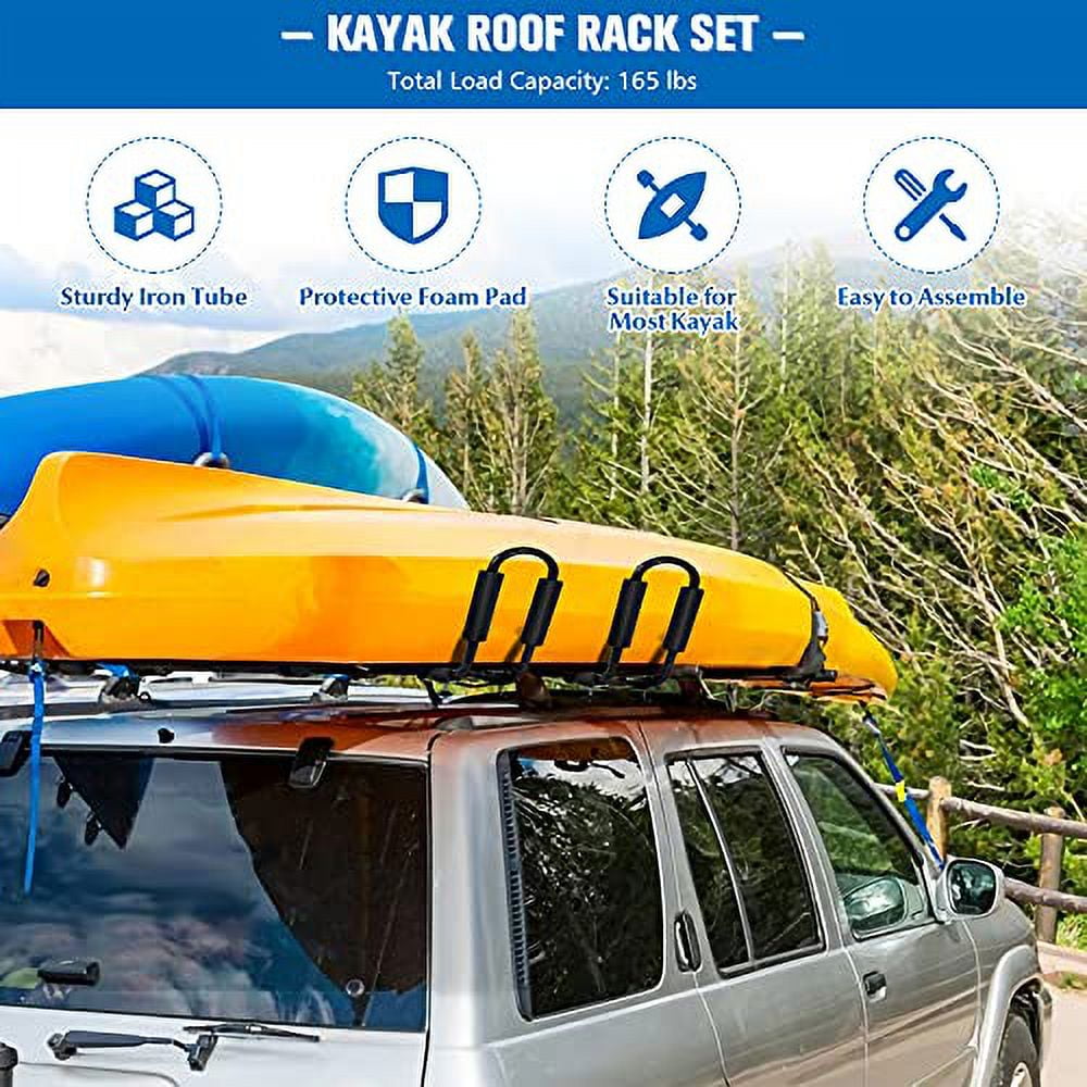 ReunionG 2 Pair J- Shape Rack Kayak Carrier Canoe Roof Top Mounted Rack ...