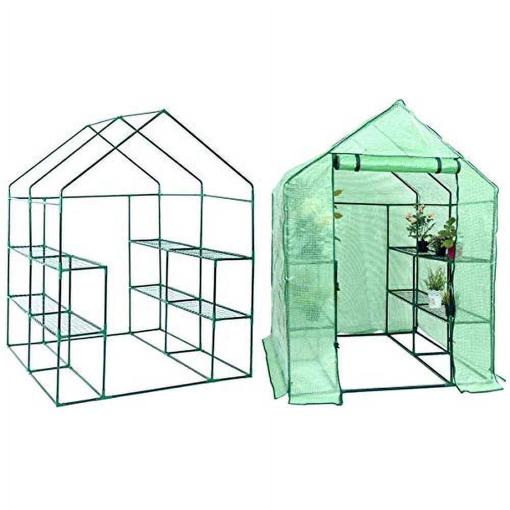 ReunionG Walk-in Plants Greenhouse 8 Shelves Mini Stands Outdoor Green ...