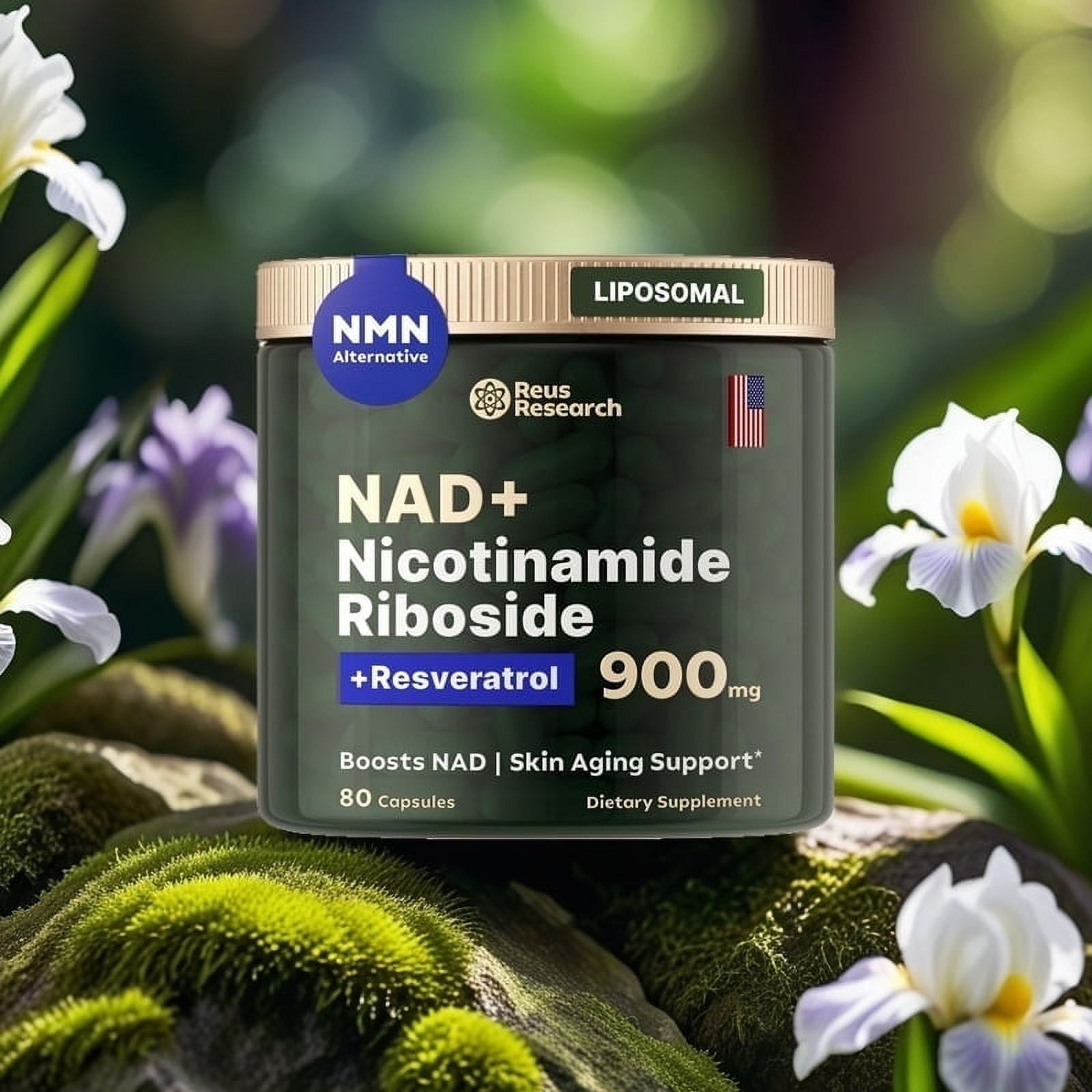 Reus Research Liposomal NAD+ NR 900mg (Pack of 1)- 80Count hhyd ...