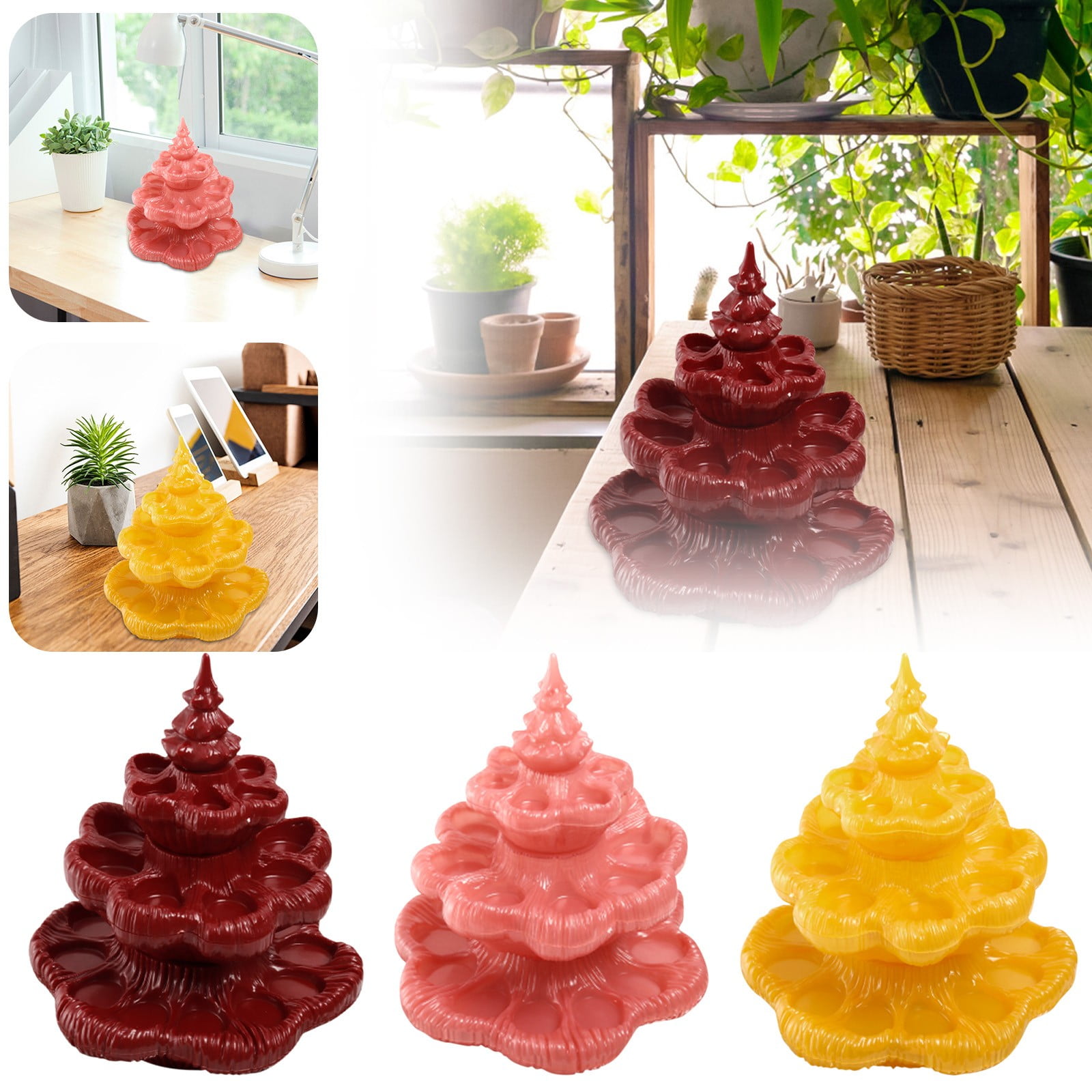 Reusable 3 Layer Egg Platter with Tree Shaped Tray for Family Holiday ...