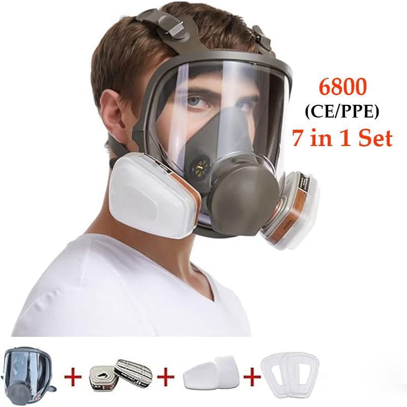 Reusable 6800 Mask - 7 in 1 Full Face Cover Filter Mask, Anti-fog ...