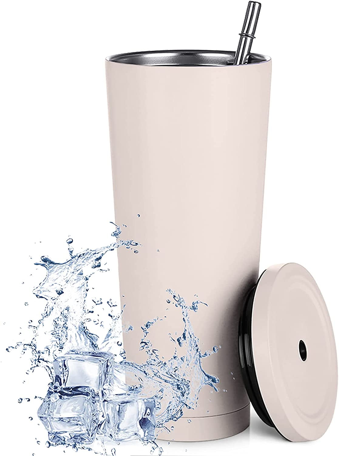 Reusable 750ml Narrow Drinking Cup with Lid and Straw, Stainless Steel ...