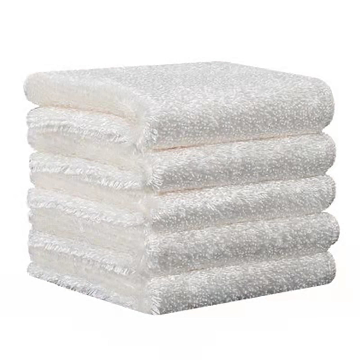 Reusable White Bamboo Fiber Dish Cloths, 5 Count, Absorbent & Lint-Free ...