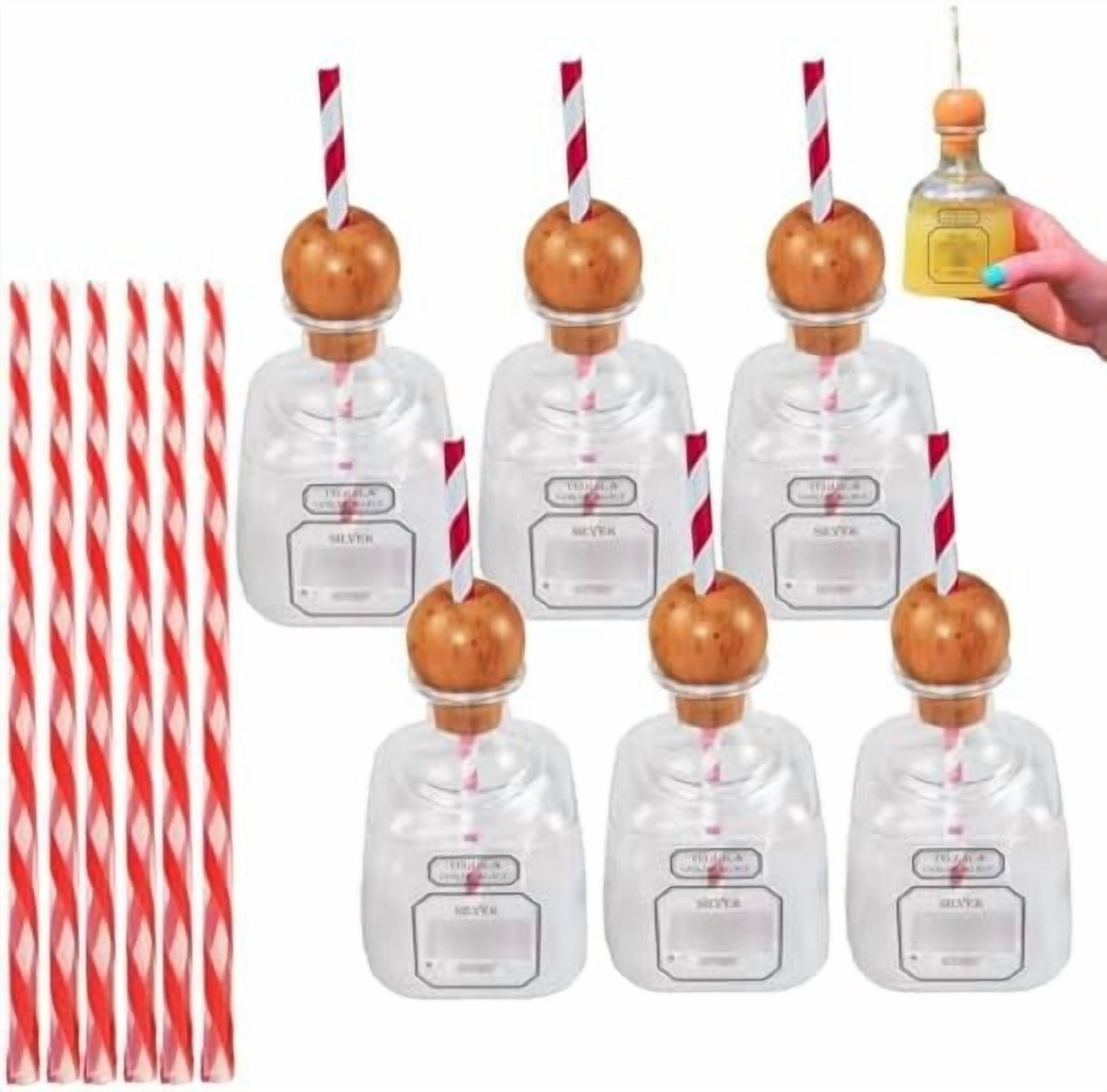 Reusable Acrylic Patron Cups with Straw Hole, 12oz Plastic Bottles ...