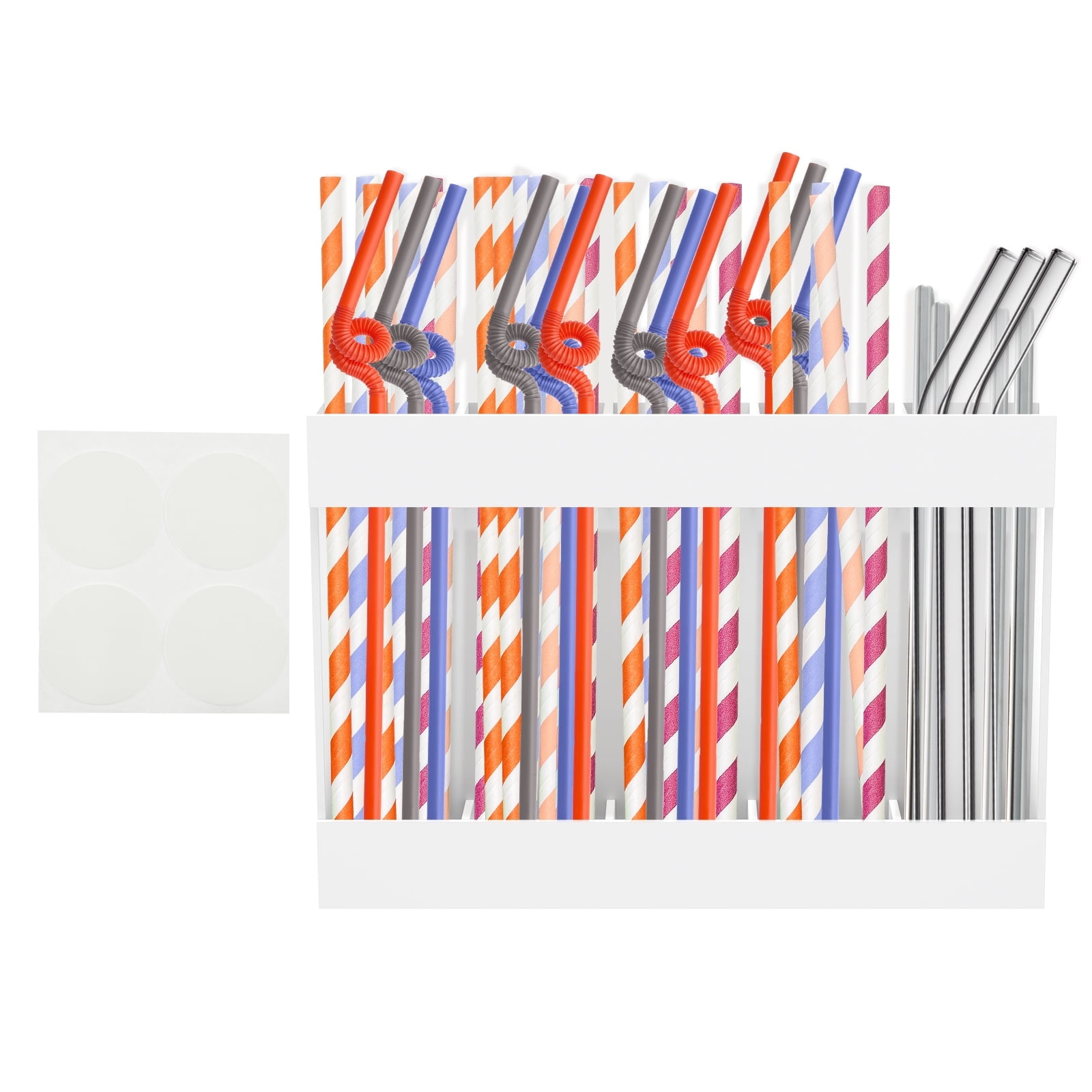 Reusable Acrylic Straw Holder With Sticker Compact Compartmental ...