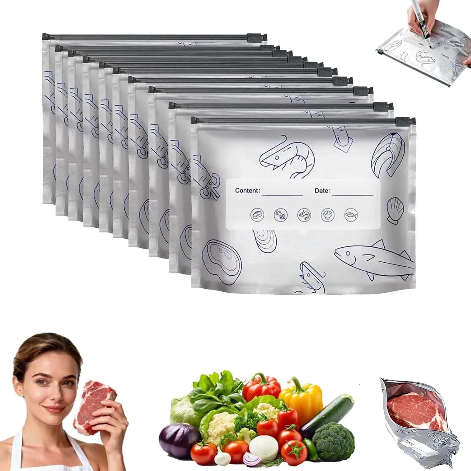 Reusable Aluminum Foil Freezer Bags - Airtight Lock & Freshness Seal ...