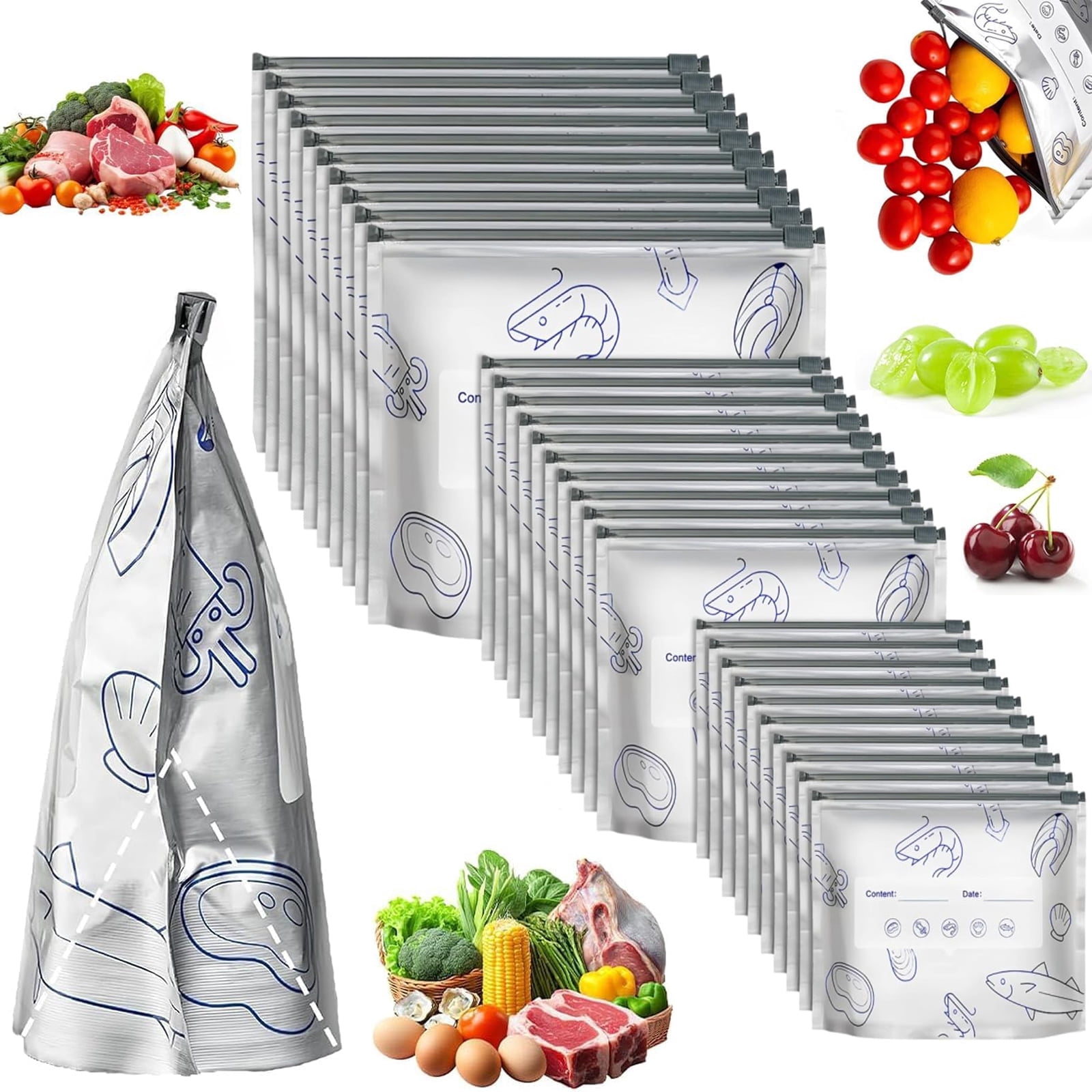 ZZSEABAG Reusable Aluminum Foil Sealable Storage Bags, Disposable ...