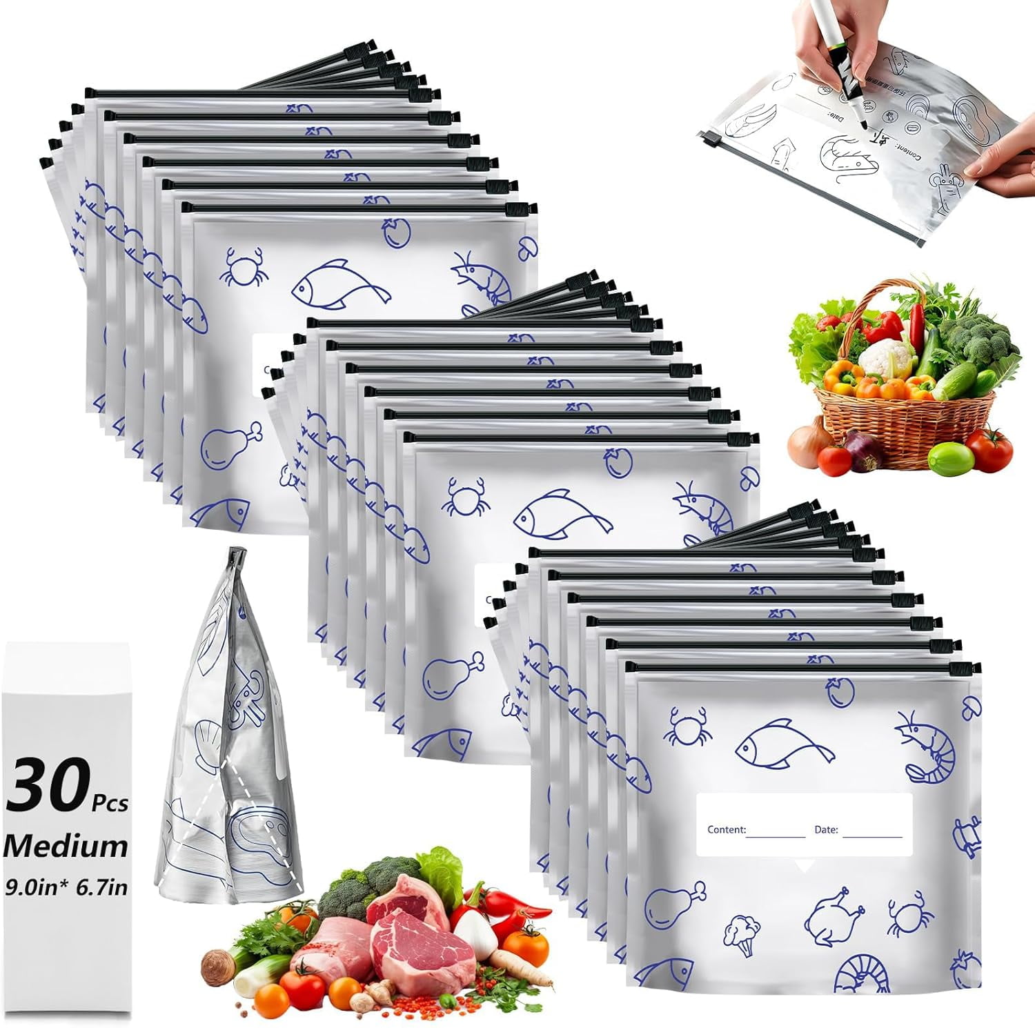 Reusable Aluminum Foil Sealable Storage Bags, Freezer Storage ...
