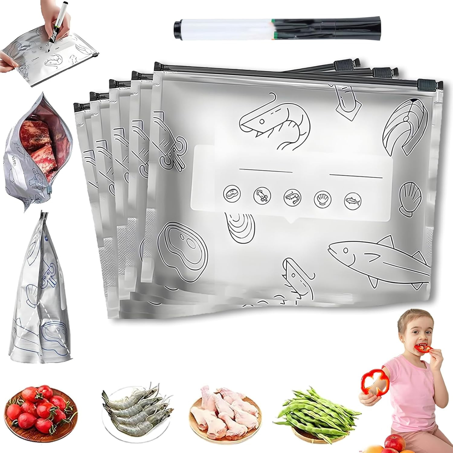 Reusable Aluminum Foil Sealable Storage Bags,Heat Resistant, Leakproof ...