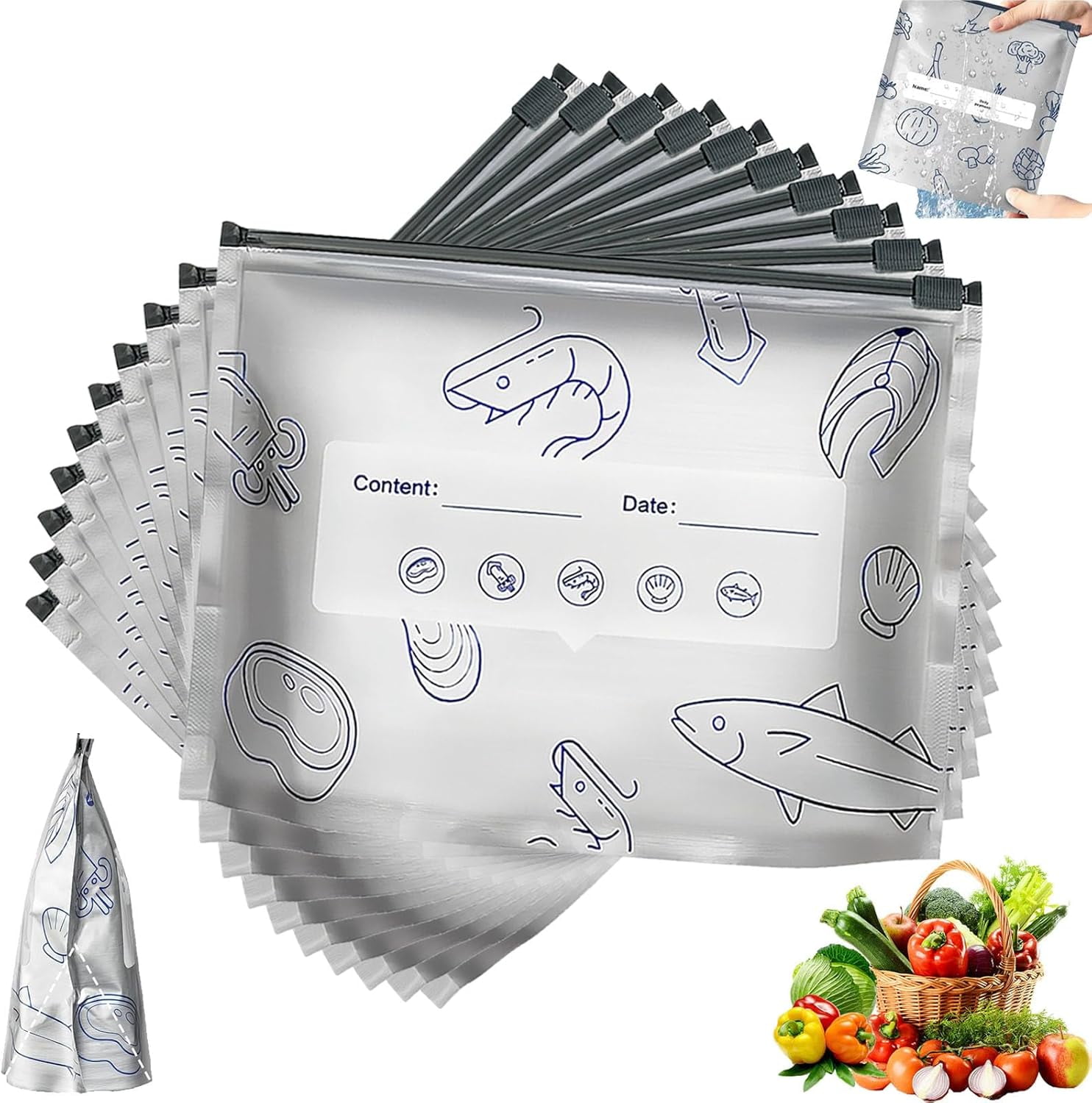 Reusable Aluminum Foil Sealable Storage Bags, Heavy-Duty Freezer-Safe ...