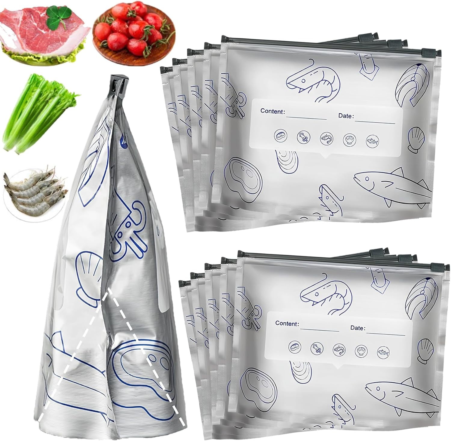Reusable Aluminum Foil Sealable Storage Bags, Resealable Vacuum Zipper ...