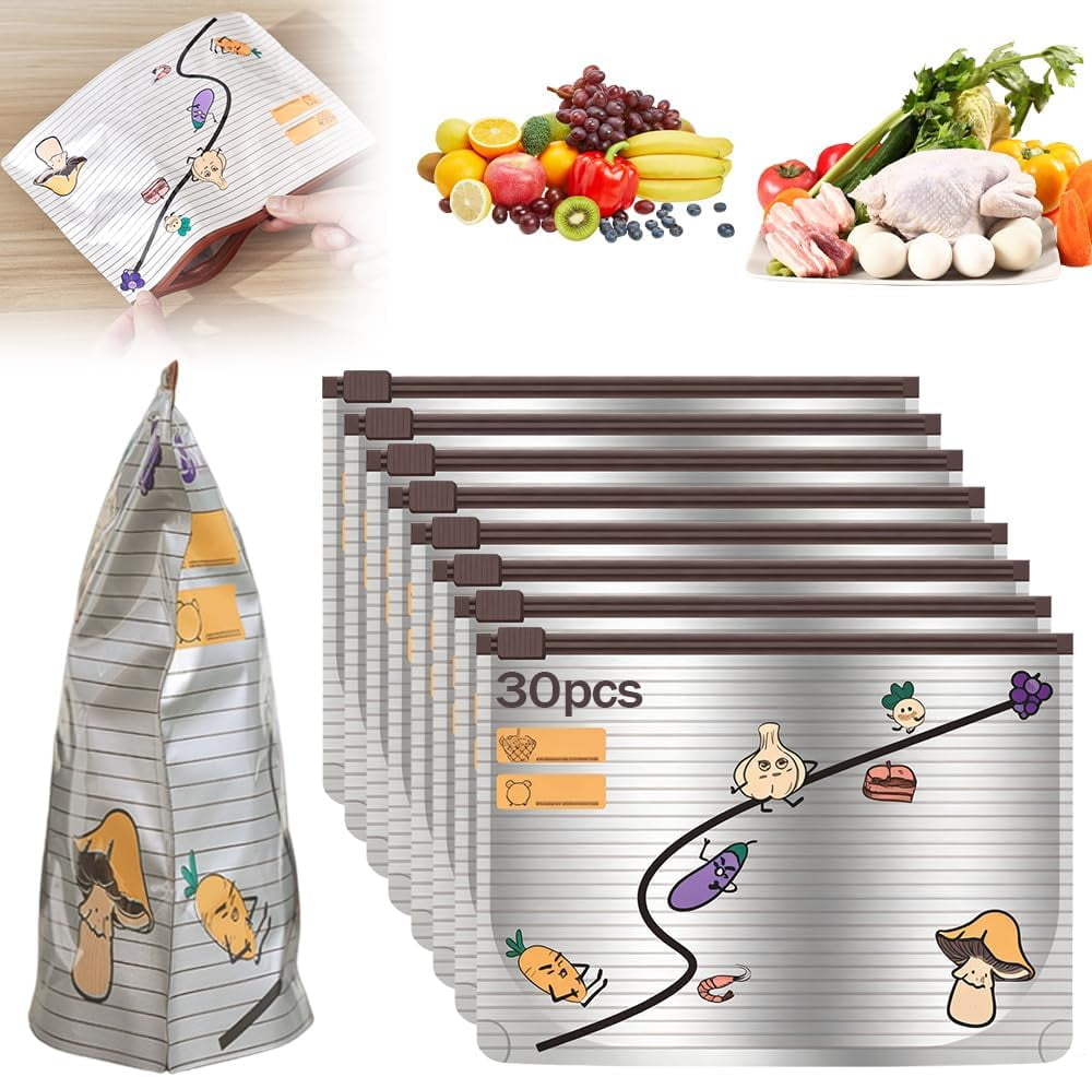 Reusable Aluminum Foil Sealable Storage Bags, Stand-Up Zip Lock Food ...