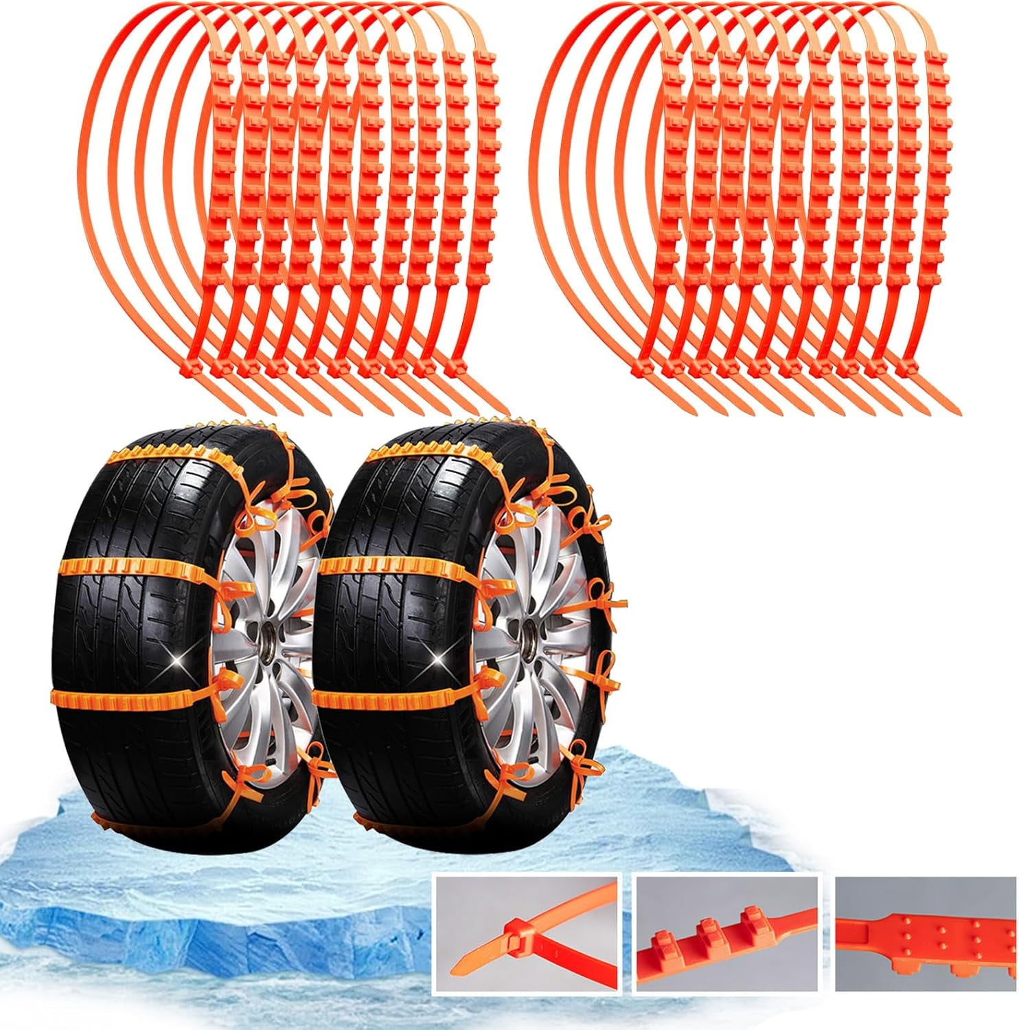 Reusable Anti Snow Chains of Car, Snow Tire Chains, Universal Adjustable Emergency Portable Snow ...