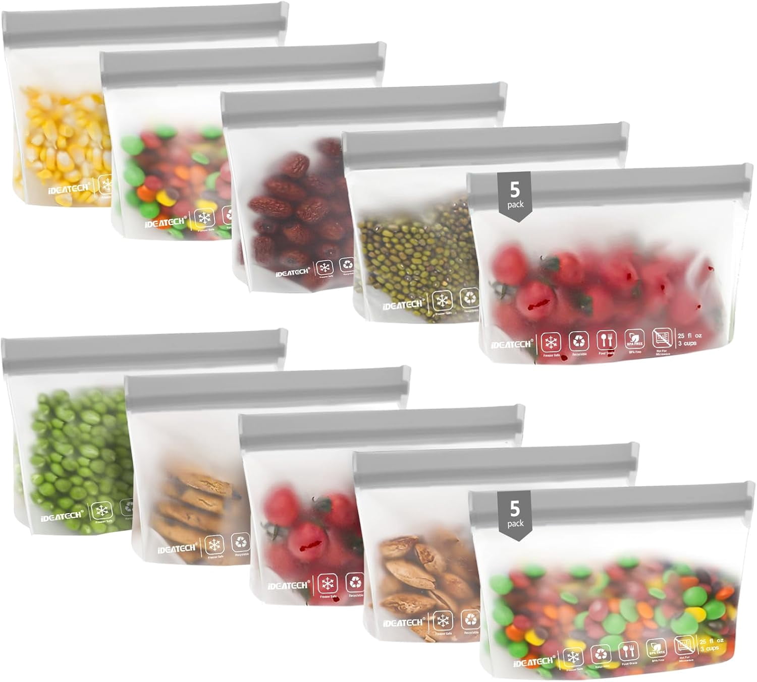 Reusable Bags Dishwasher Safe, Leakproof Reusable Freezer Bags, BPA ...