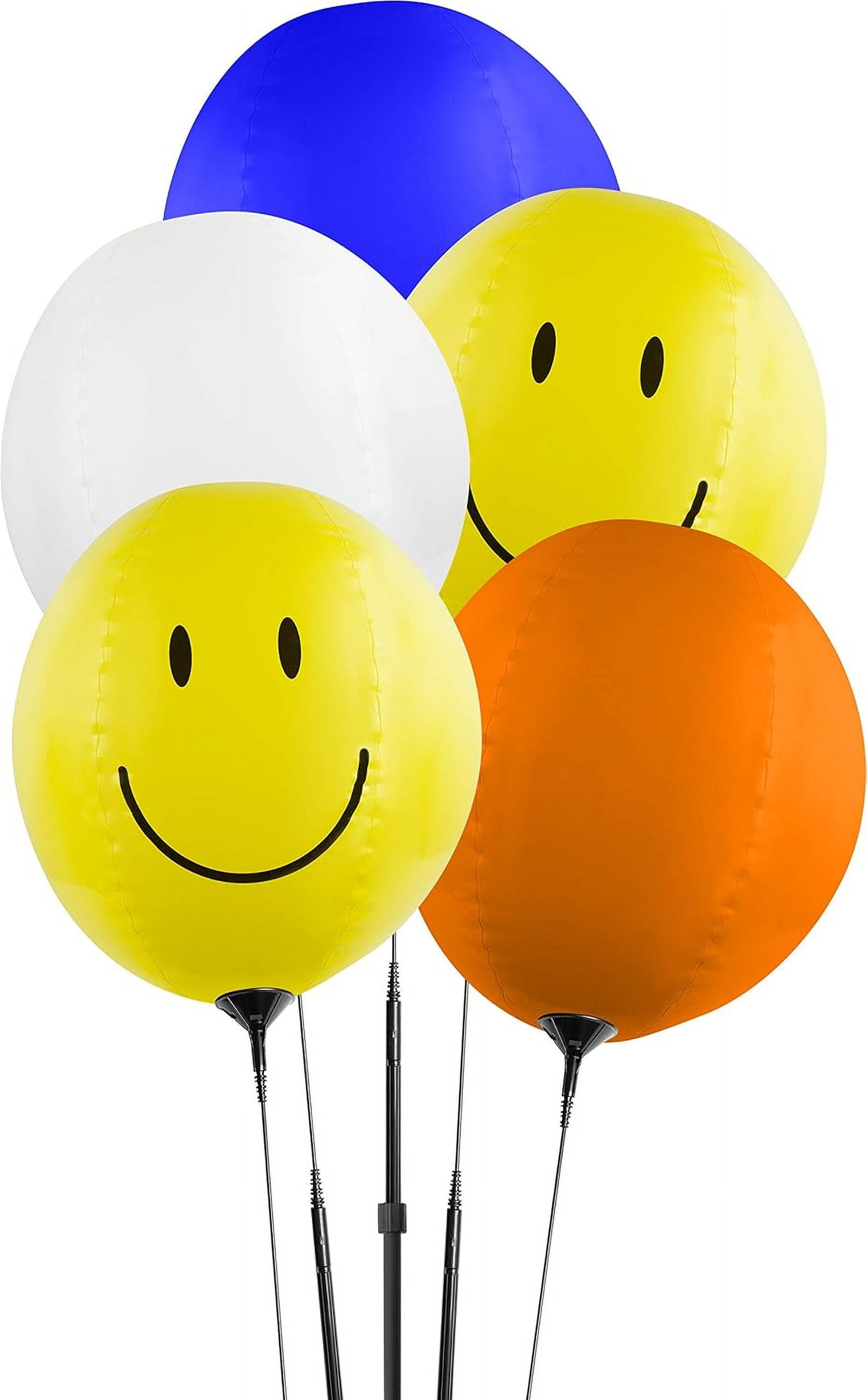 Reusable Balloon Cluster Kit with Ground Spike - Multi Color Smiley ...