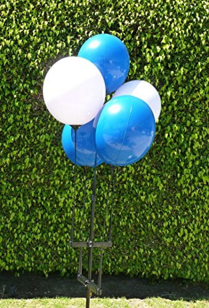 Reusable Balloon Cluster Kit with Ground Spike, 5 Piece, Blue and White ...