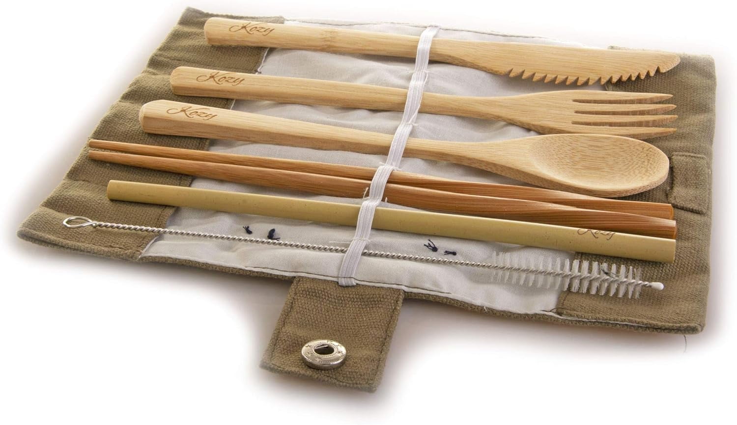 Reusable Bamboo Cutlery Set – Fork, Spoon, Knife, Chopsticks, Straw ...