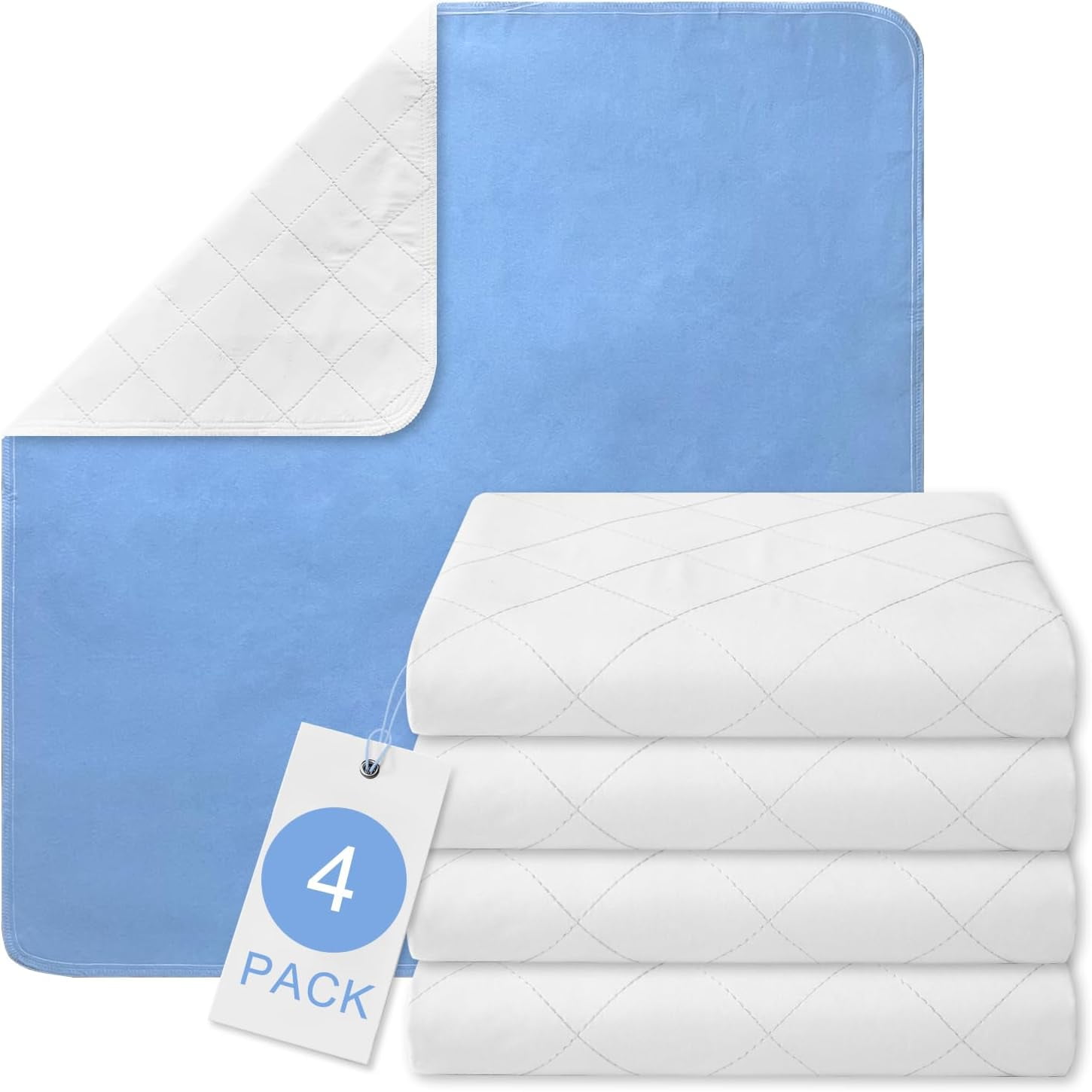 Reusable Bed Pads 34" X 36" 4 Pack, Washable Waterproof Pads for ...