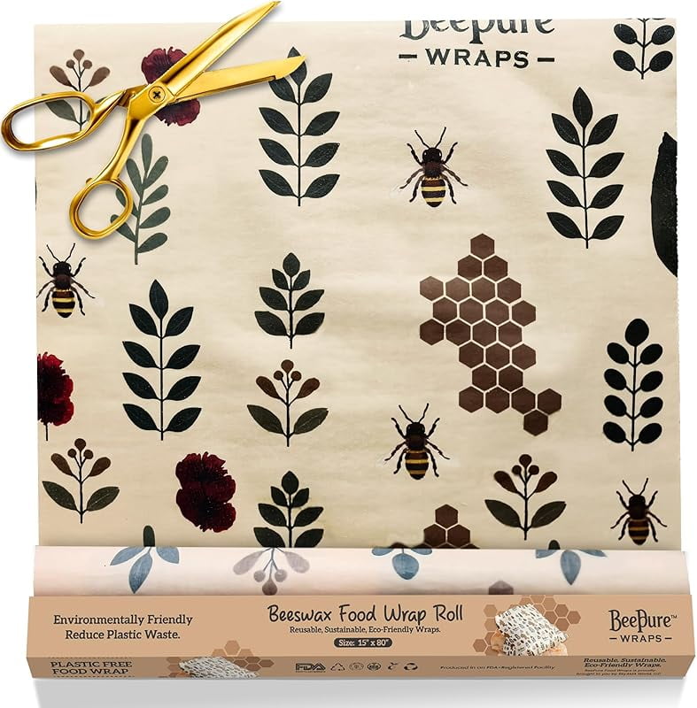 Reusable Beeswax Food Wrap - Eco-Friendly, Sustainable Wrap Roll (15 ...