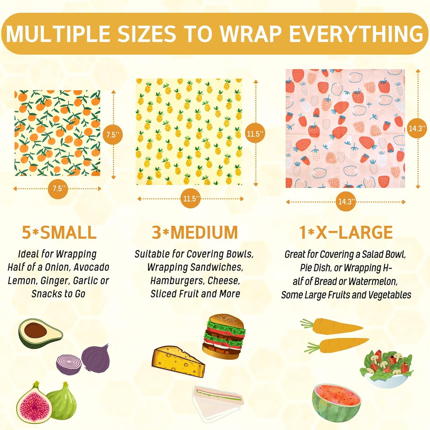 Reusable Beeswax Wrap - 9 Pack Beeswax Wraps for Food, Eco-Friendly ...